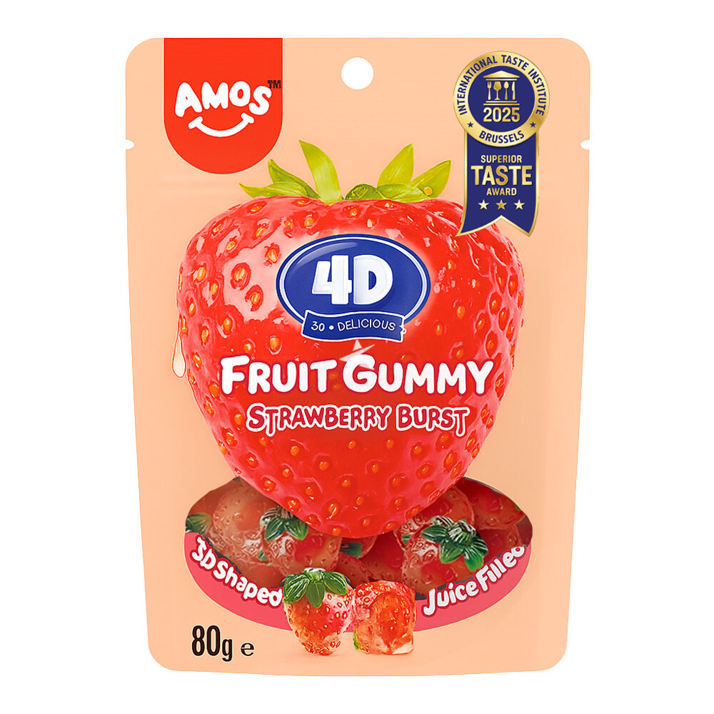Amos 4D Fruit Gummy Strawberry Burst 80g - Candymail UK