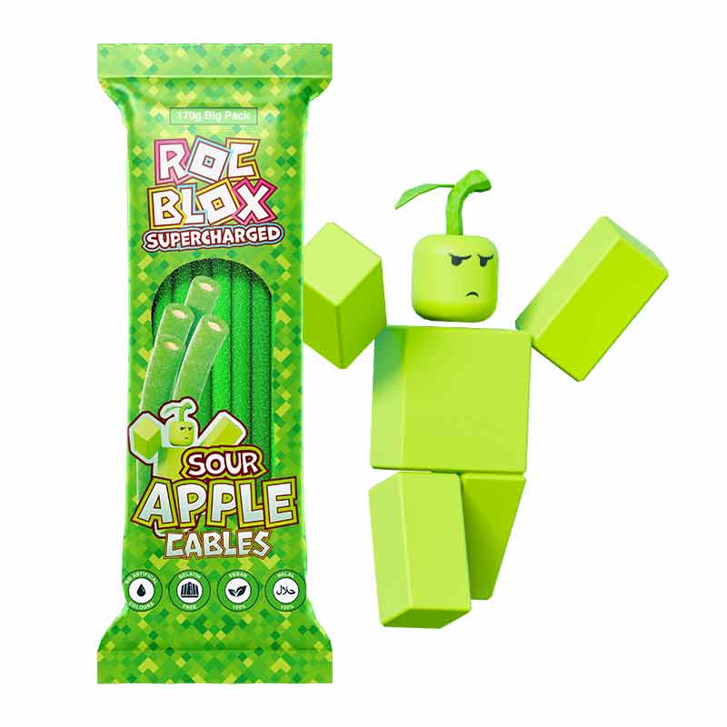 Roc Blox Supercharged Sour Apple Cables 170g - Candymail UK