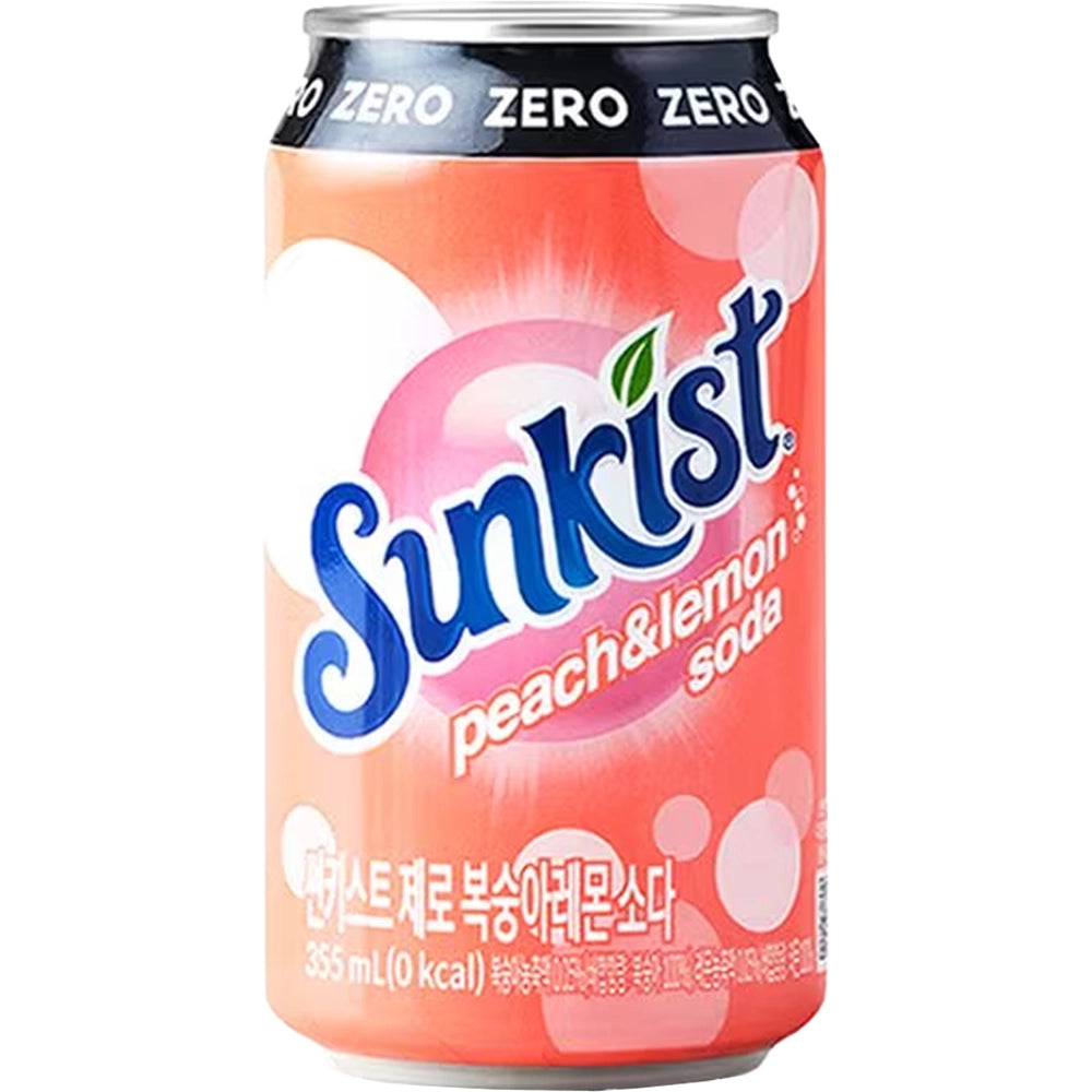 Sunkist Zero Peach Lemon Soda (Korea) 355ml - Candymail UK