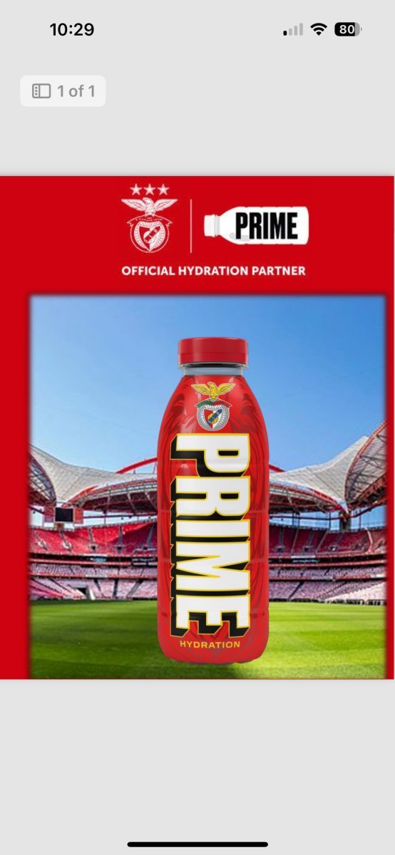 Benfica Prime Hydration By Logan Paul x KSI- 500ml - Candy Mail UK ...