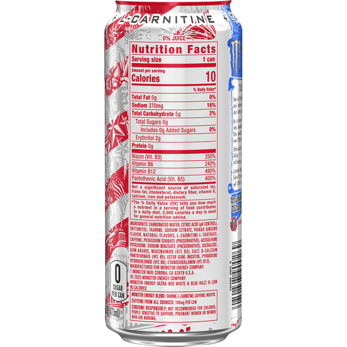 Monster Zero Sugar Ultra Red White & Blue Razz Energy 473ml (Pre-Order ...