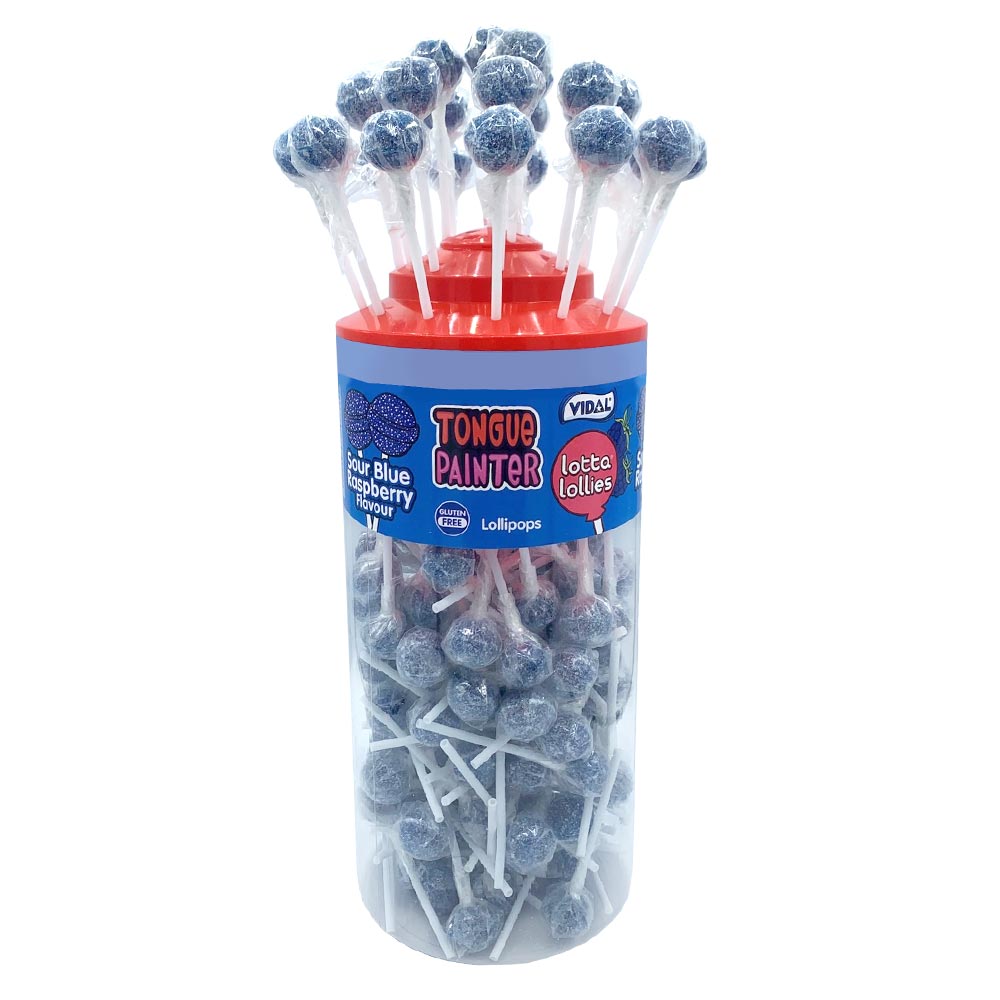 Vidal Sour Blue Raspberry Tongue Painter Lolly Singles - Candy Mail UK ...