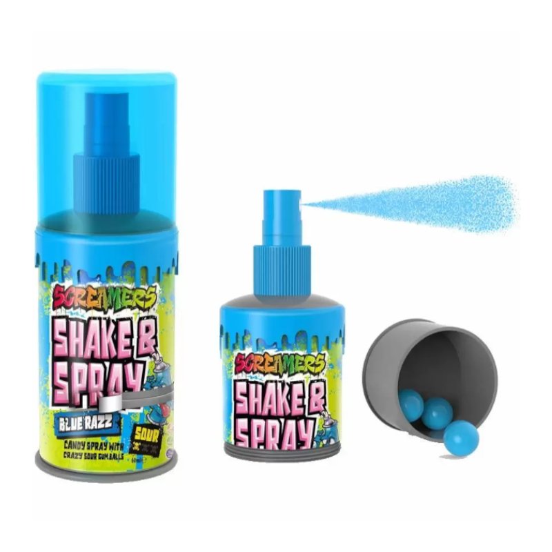 Screamers Shake and Spray Blue Razz 60ml - Candy Mail UK – Candymail UK